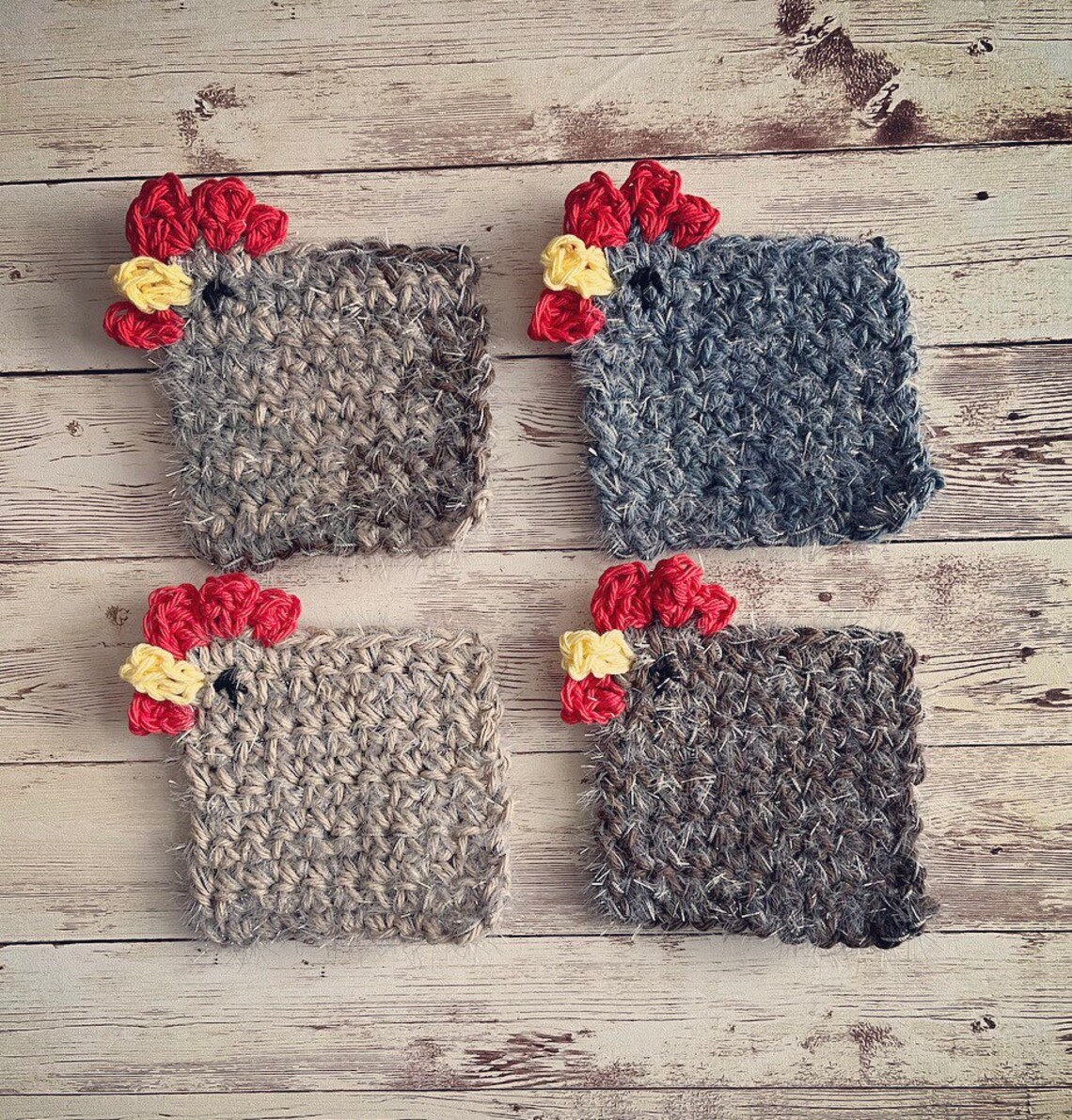 Set of 4 Chicken Kitchen Scrubbies Kitchen Scrubber Dish - Etsy