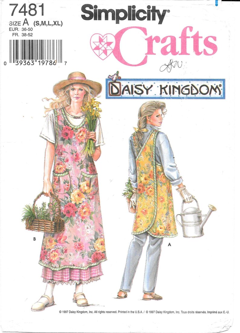 Daisy Kingdom Crisscross Back Wrap Artist Apron 2 Lengths Simplicity ...