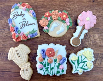 1 Dozen Baby in Bloom Cookies! Several Styles and Custom Colors - Etsy