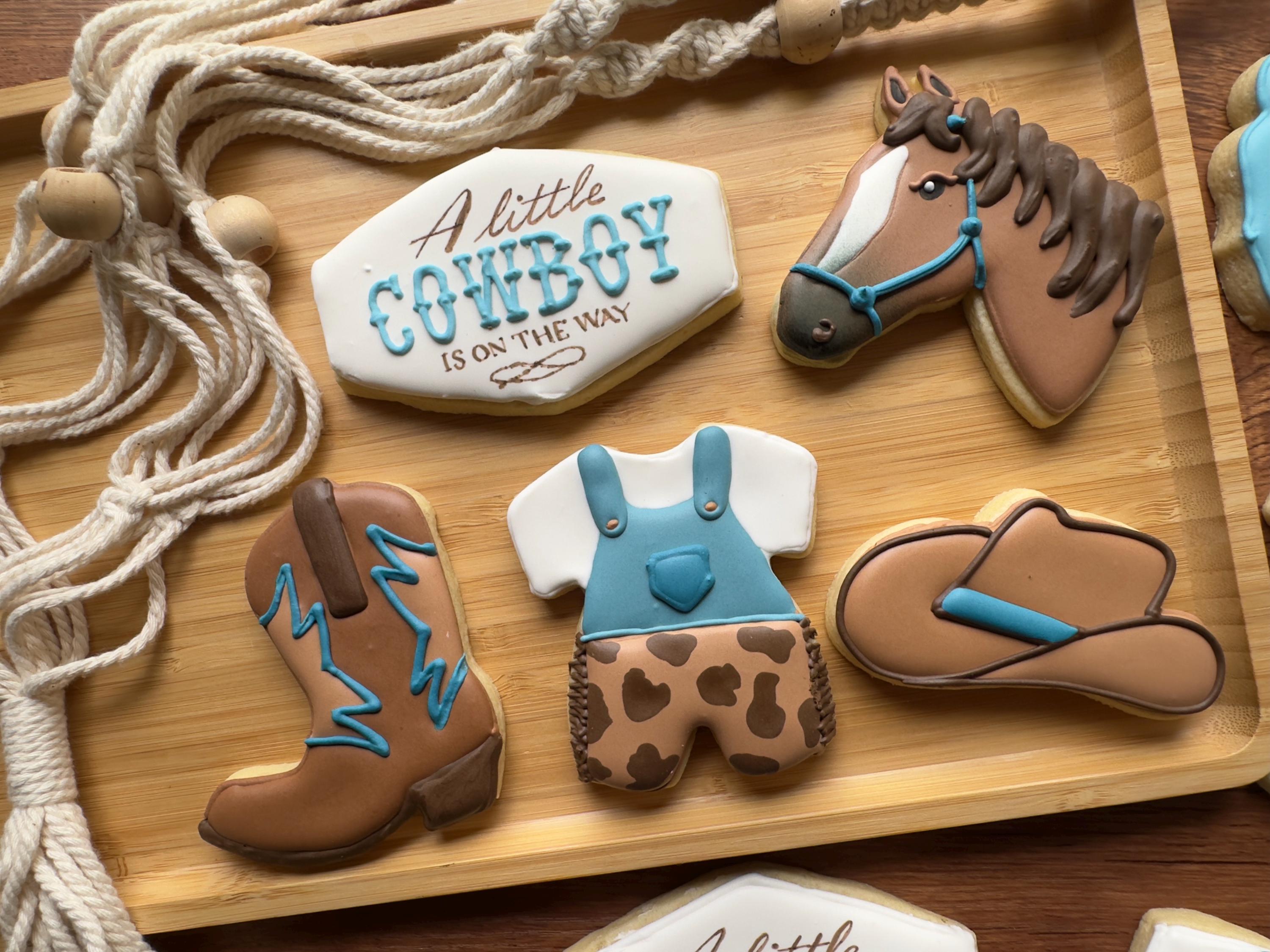 1 Dozen ‘A Little Cowboy is on the Way’ Western Themed Royal Icing ...