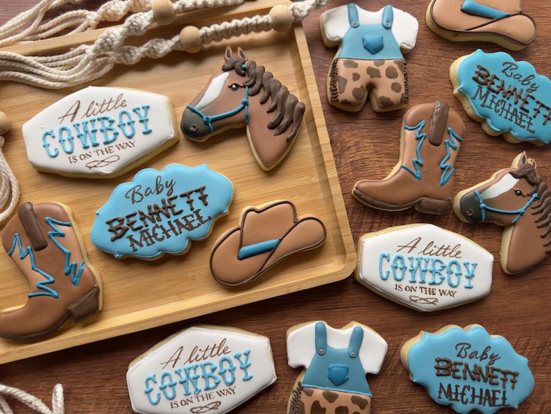 1 Dozen ‘A Little Cowboy is on the Way’ Western Themed Royal Icing ...