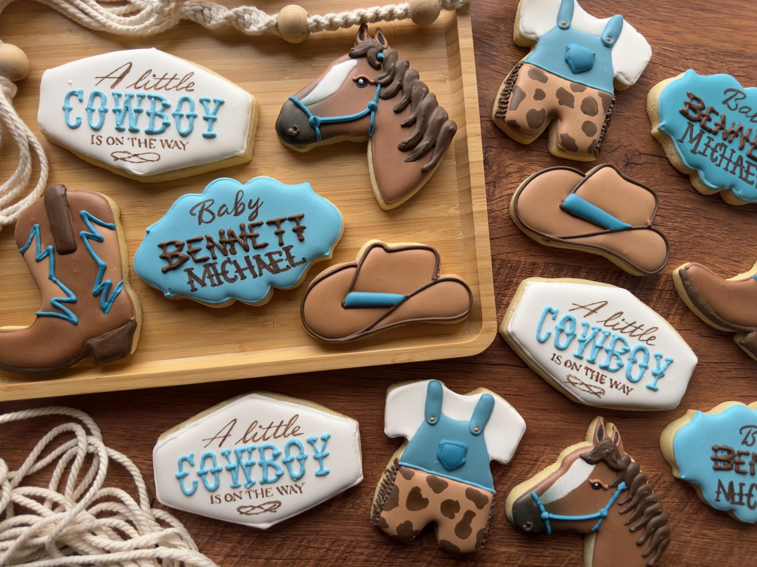 1 Dozen ‘A Little Cowboy is on the Way’ Western Themed Royal Icing ...