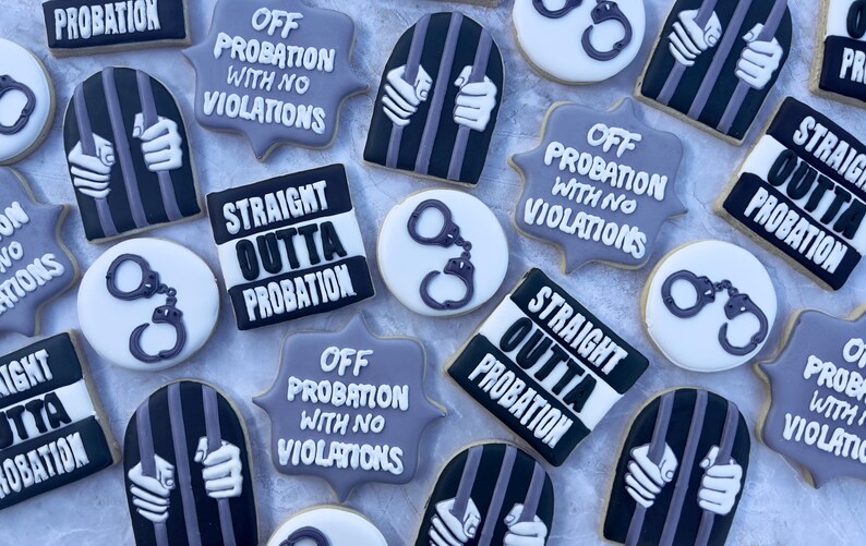 1 Dozen ‘straight Outta Probation’ Themed Royal Icing Sugar Cookies. - Etsy