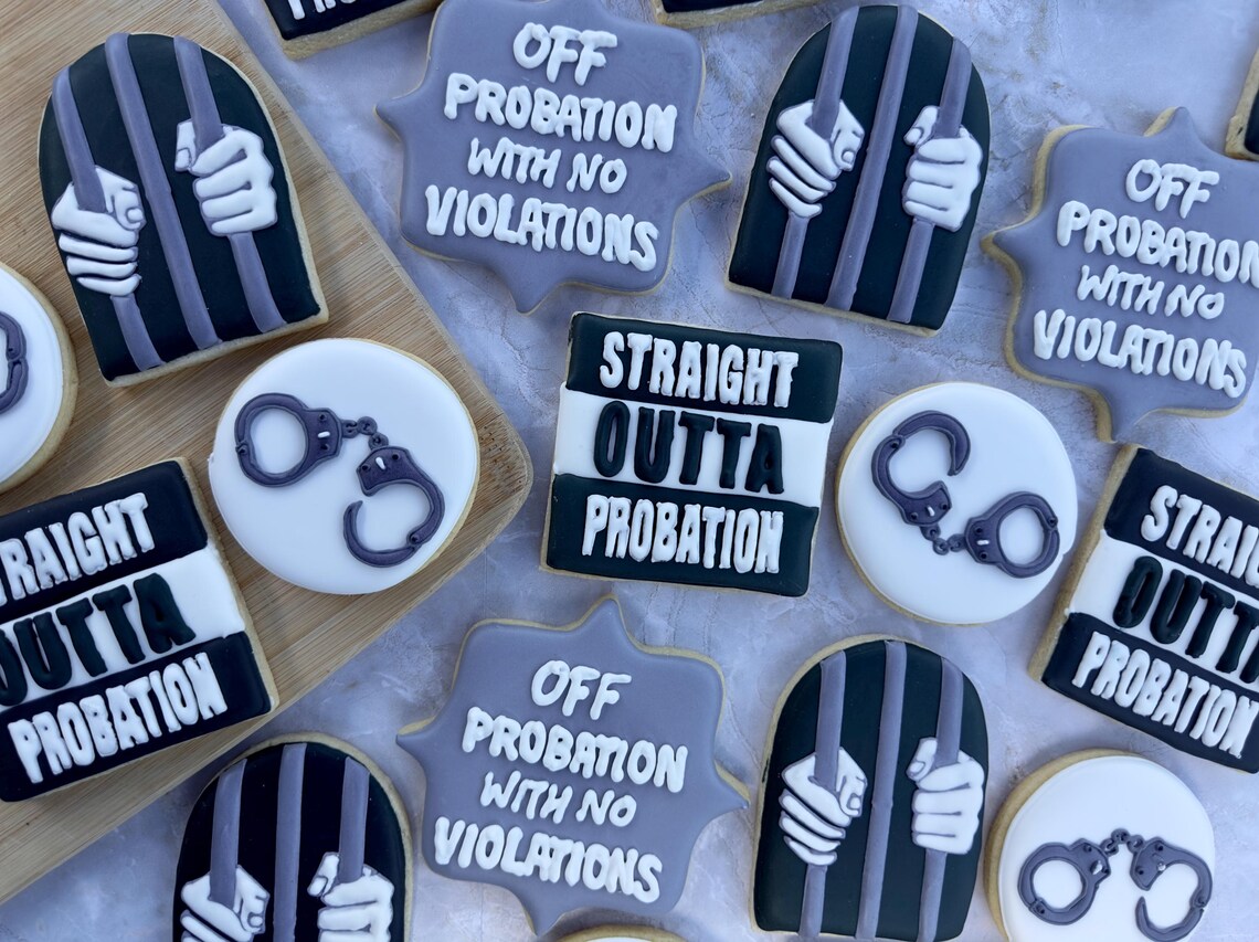 1 Dozen ‘straight Outta Probation’ Themed Royal Icing Sugar Cookies. - Etsy
