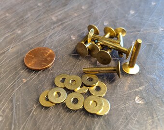 Brass 9 Rivets and Burrs Lengths: 1/2 3/4 1 - Etsy