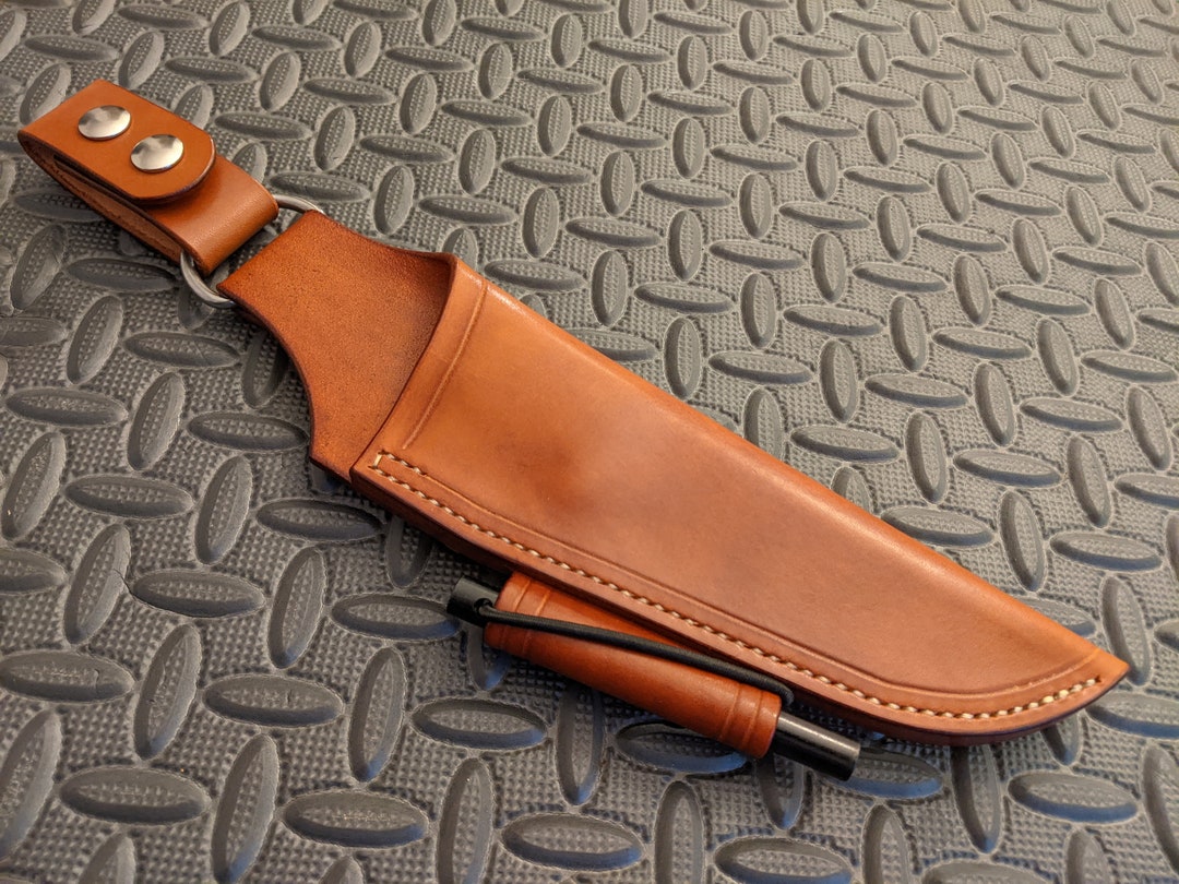 Mora Bushcraft Black Leather Sheath W 4" Ferro Rod Loop Drop Carry ...