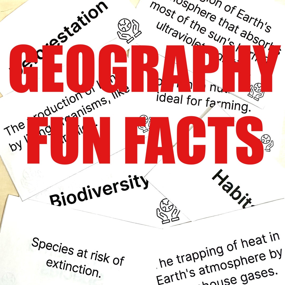 96 Geography Fun Facts Educational Flashcards. Downloadable Printable ...