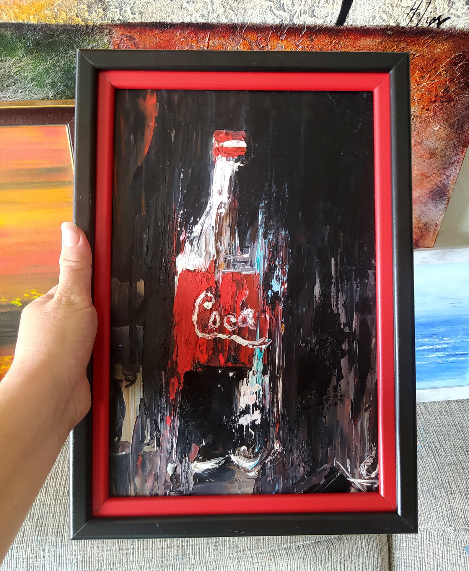 Coca-cola Bottle Painting, Contemporary Pop Art "coca-cola, Kitchen ...