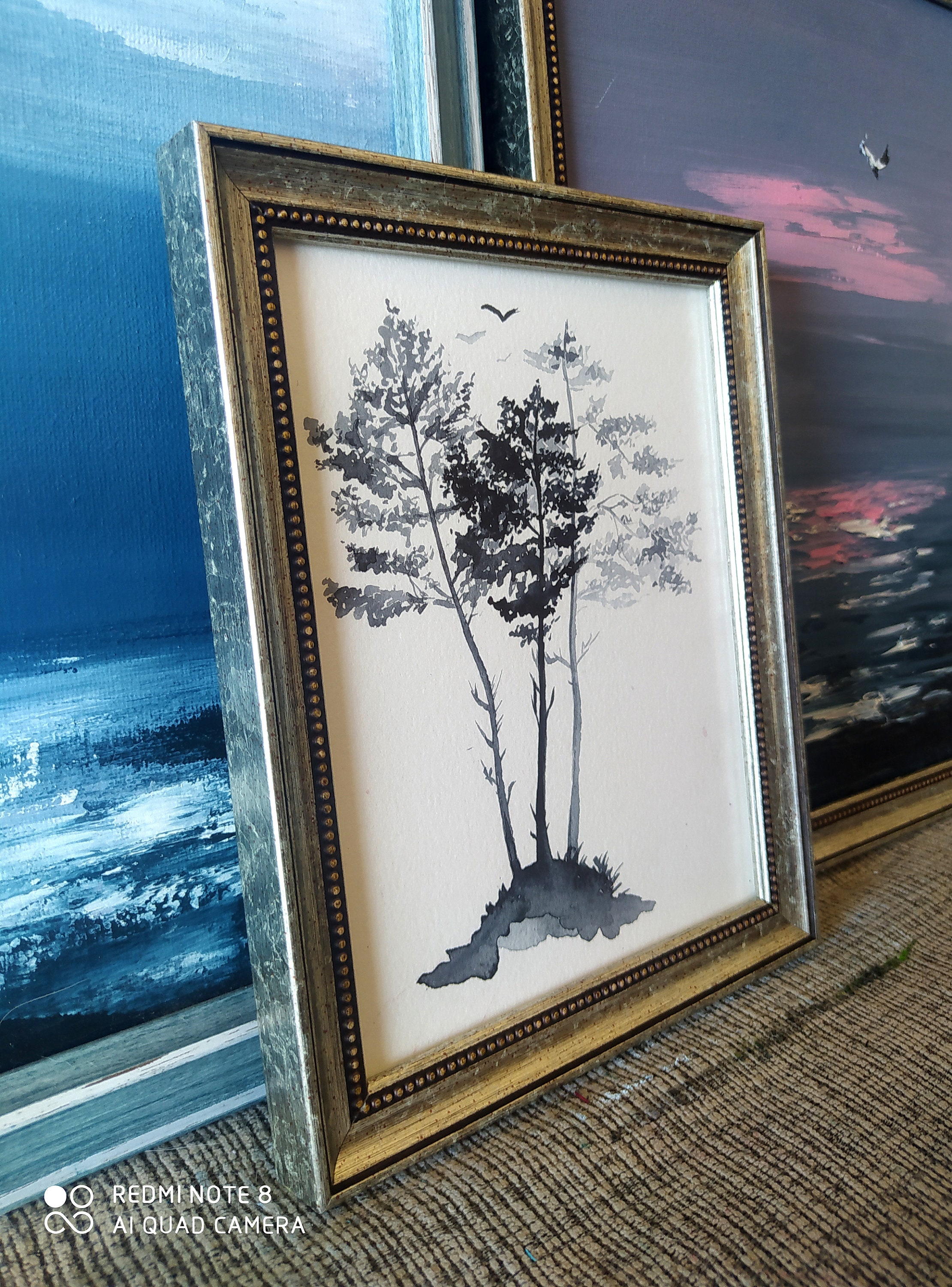 Minimalist Tree Art Watercolor Painting Original Small Wall - Etsy