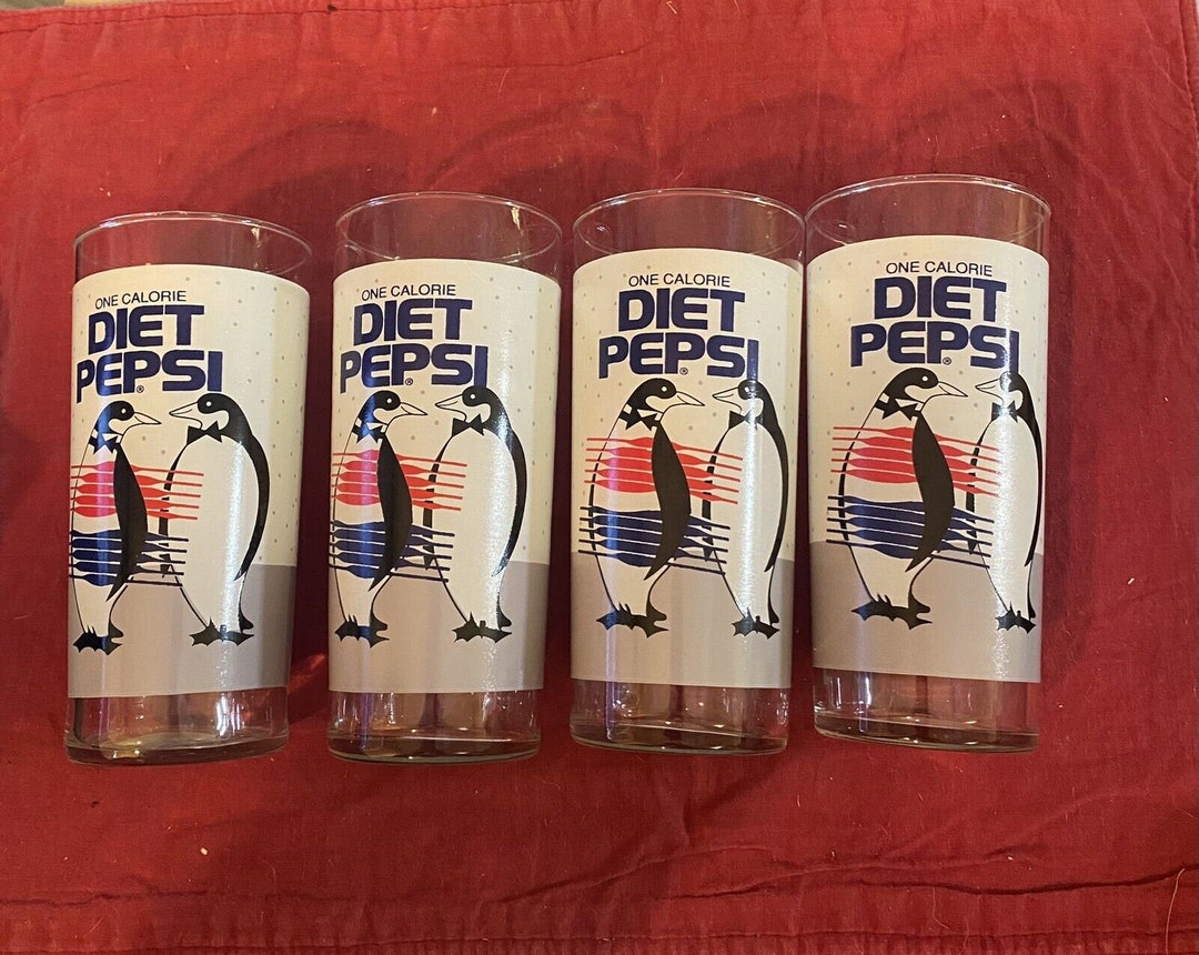 Set of 4 Vintage 1980s One Calorie Diet Pepsi Penguin Glasses 16 Oz - Etsy
