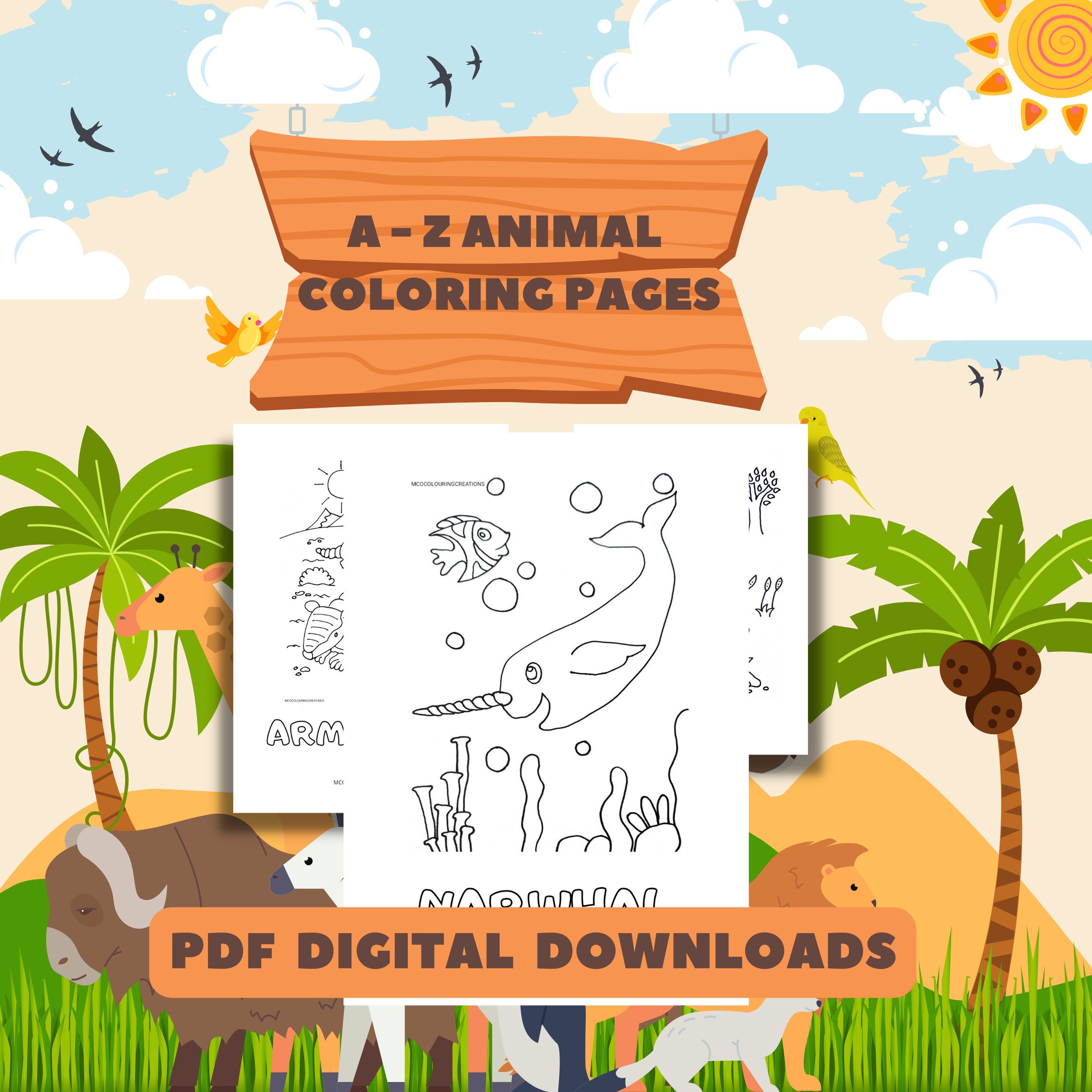 Alphabet Animal Coloring Pages. Family Fun Activity That Educates ...