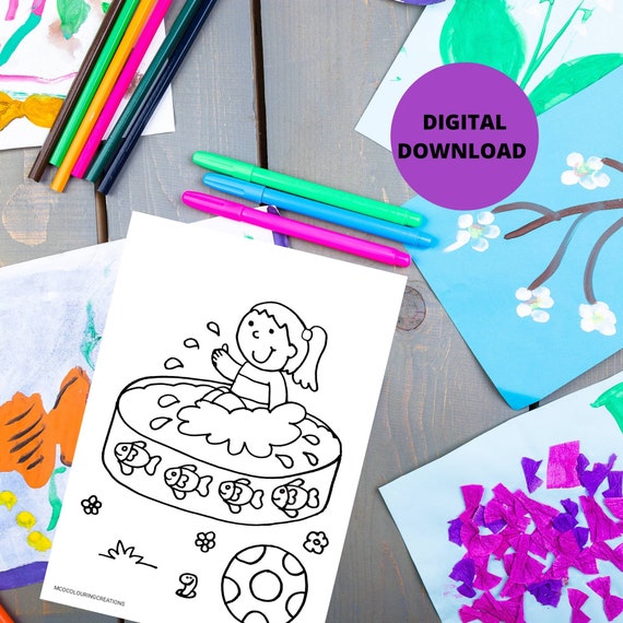 Paddling Pool Coloring Page | Etsy