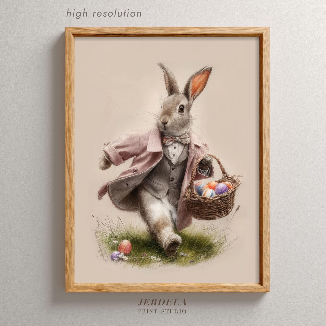 Easter Bunny Print | Whimsical Rabbit Decor | Nursery Wall Art | Easter ...