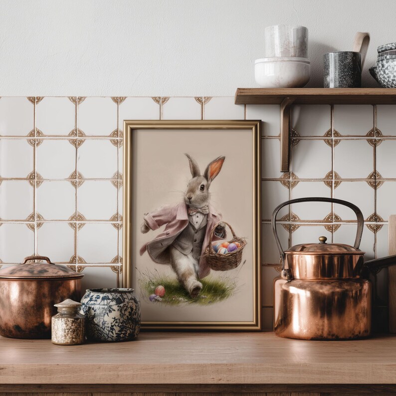 Easter Bunny Print | Whimsical Rabbit Decor | Nursery Wall Art | Easter ...