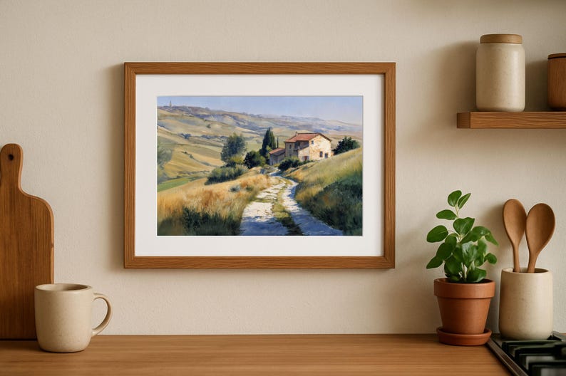 Arte de Vila Mediterrânea | Impressão em Aquarela da Toscana ...