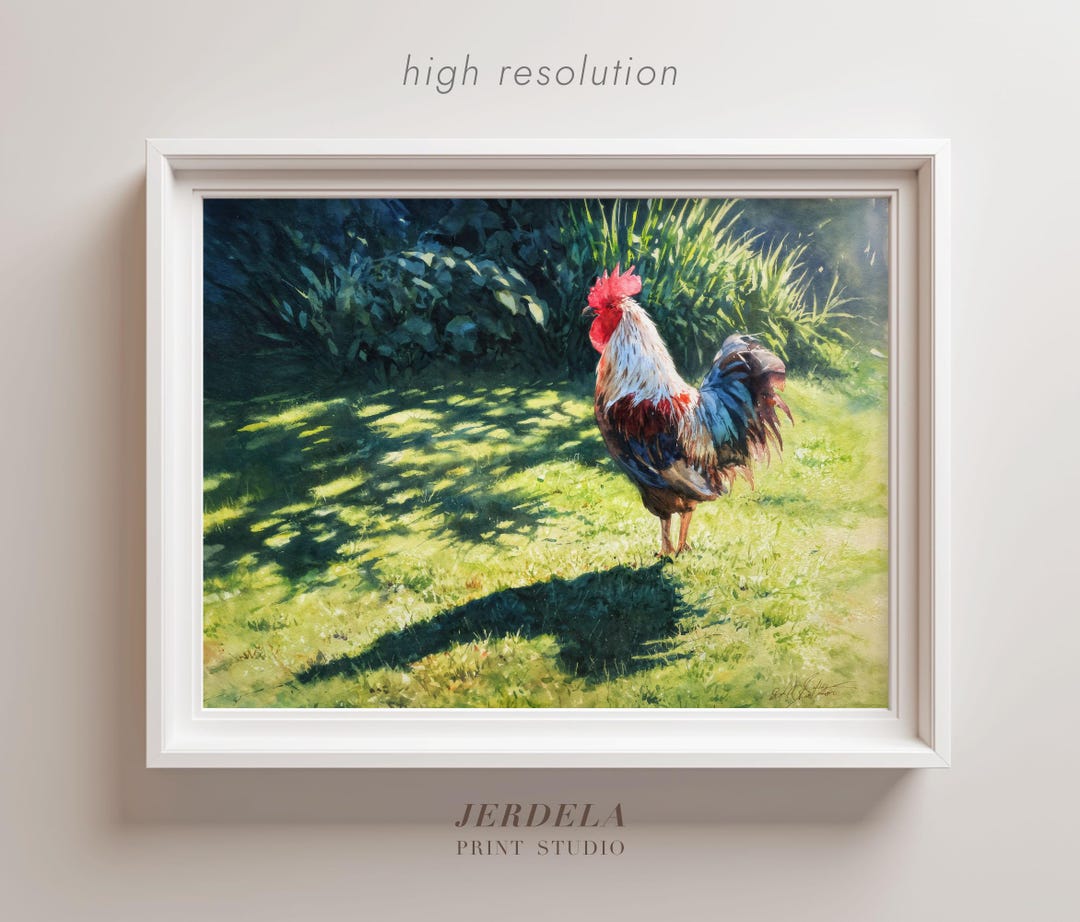 Rooster Watercolor Art Print | Farmhouse Kitchen Wall Decor | Cockerel ...