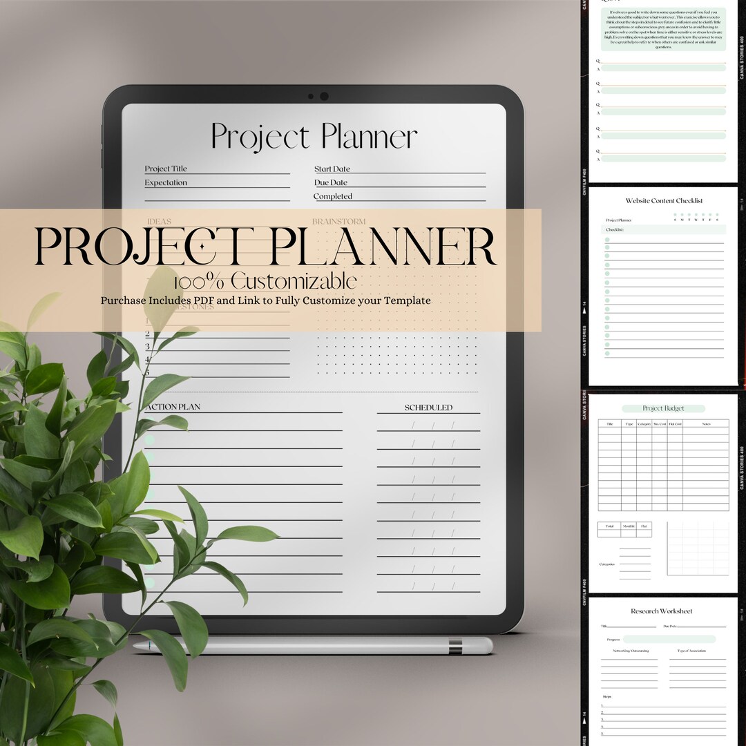 PROJECT PLANNER PDF Journaling and Planner Digital Printable Files in ...