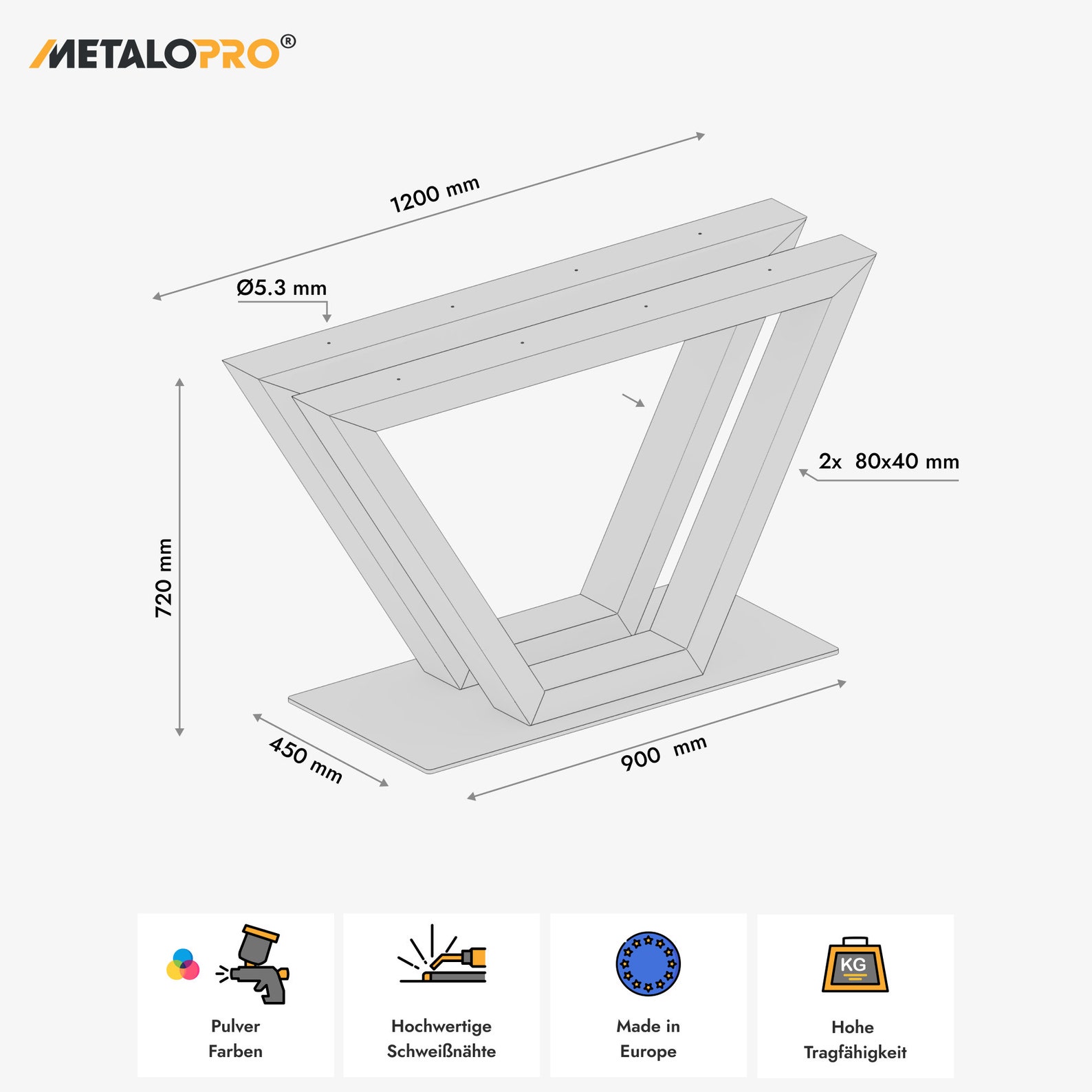 Metal Central X-frame Table Legs for Wood Top, 120x60mm Steel Table ...