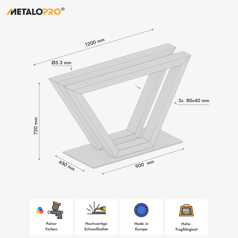 Metal Central X-frame Table Legs for Wood Top, 120x60mm Steel Table ...
