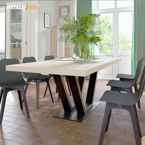 Metal Central X-frame Table Legs for Wood Top, 120x60mm Steel Table ...