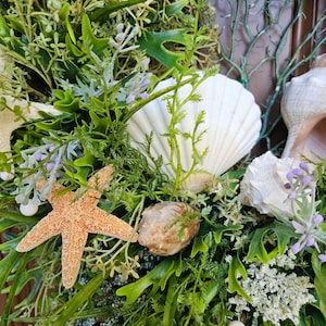 Shoreline Coastal Starfish and Seashell Wreath for Front Door, Beach ...