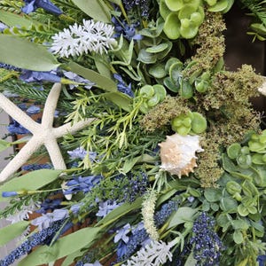 Coastal Blue Wildflower Wreath With Starfish: Beach House Decor - Etsy