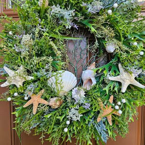 Shoreline Coastal Starfish and Seashell Wreath for Front Door, Beach ...
