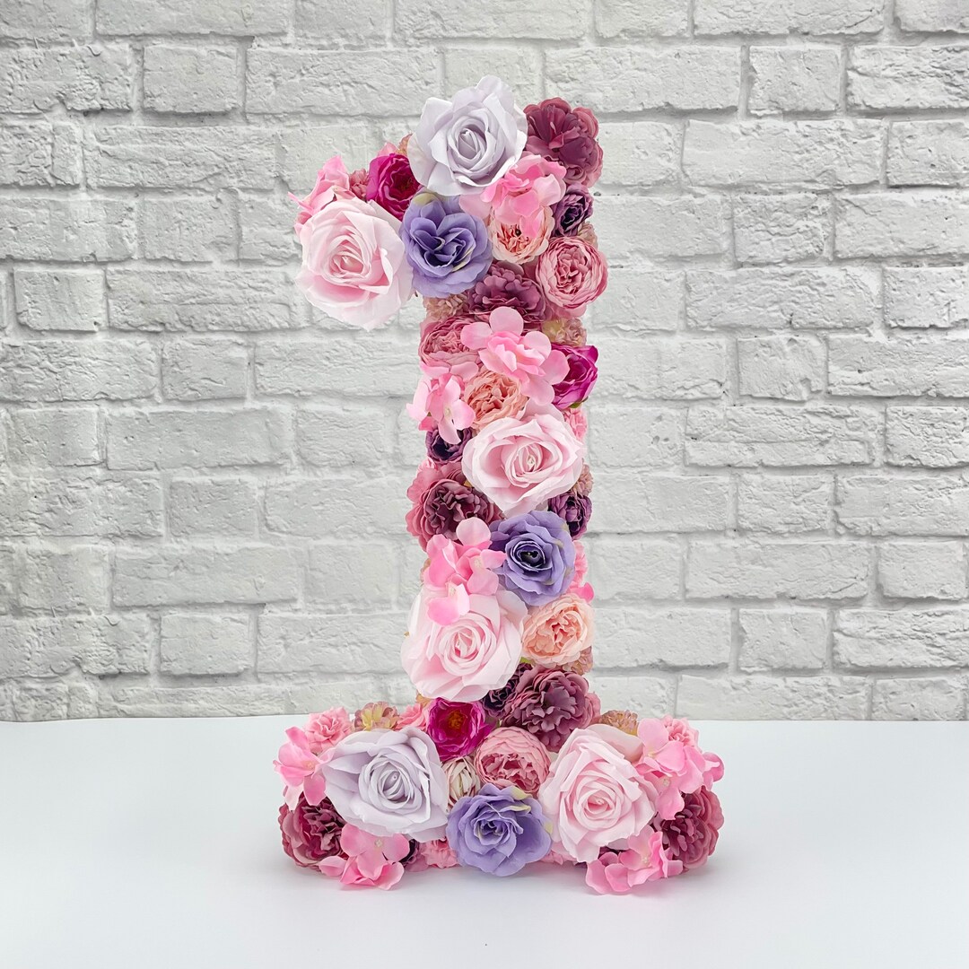 Flower Number 1 Happy Birthday Number With Flowers Silk Wedding Floral ...