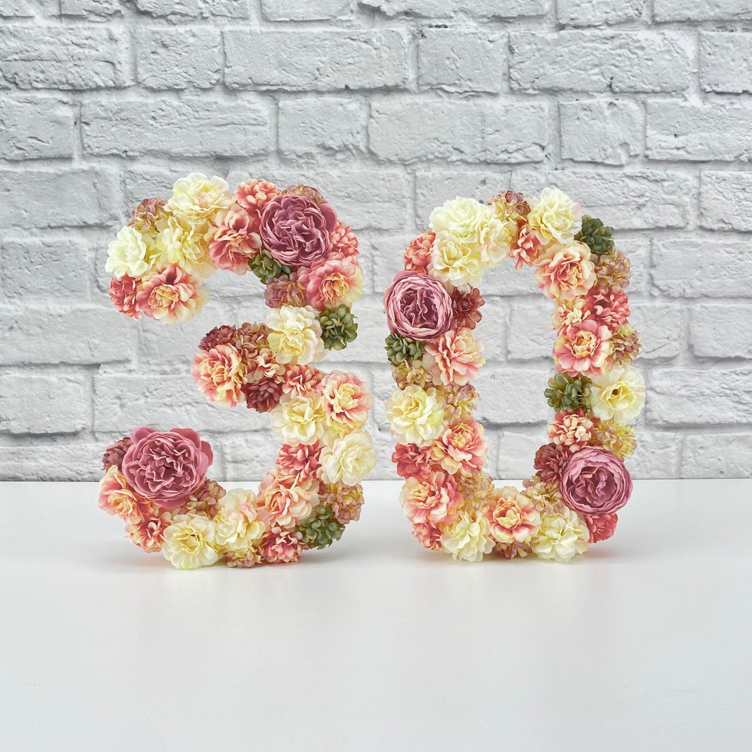 Flower Number 30 Birthday Number With Artificial Flowers Wedding Floral ...