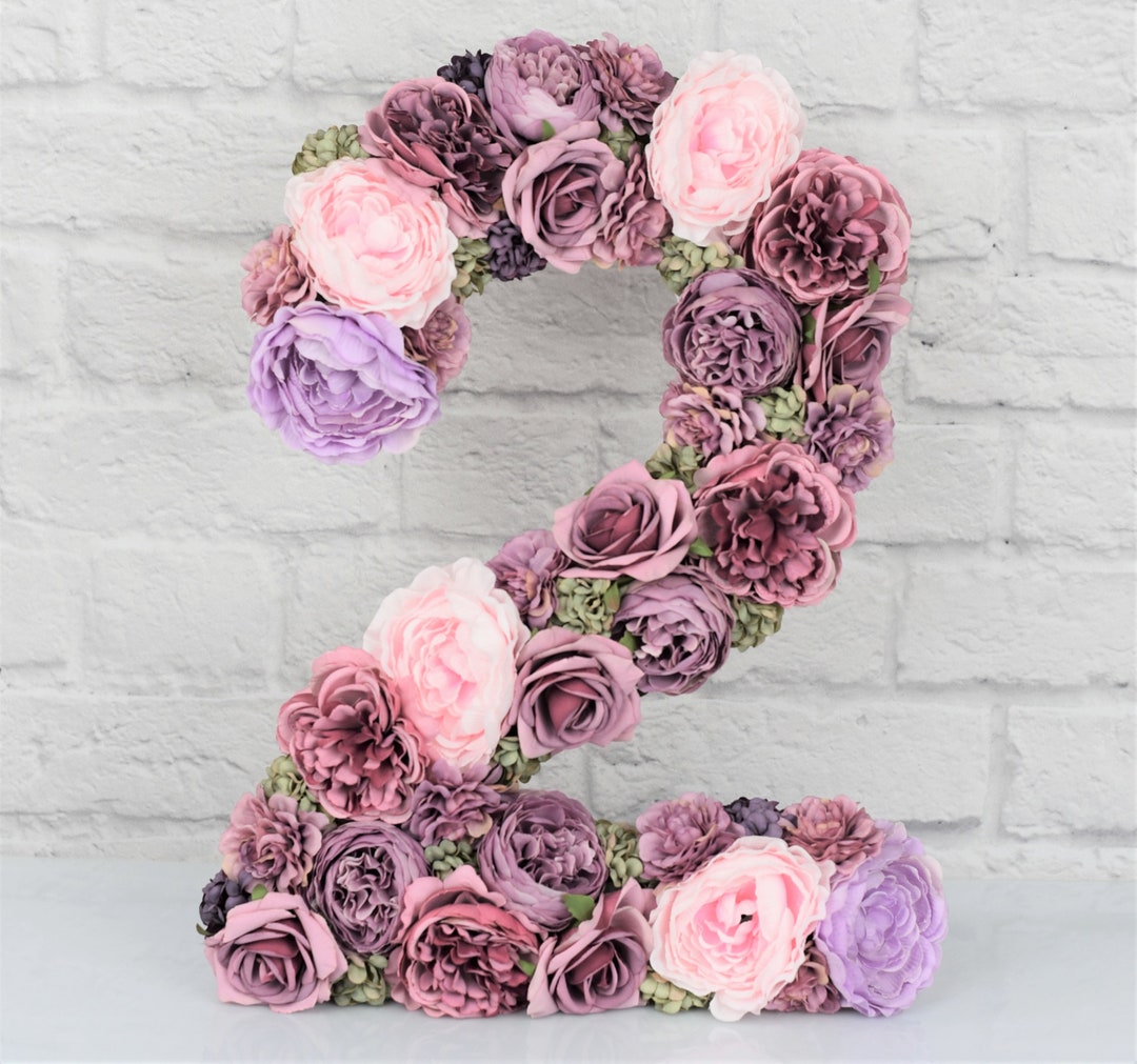 Flower Number 2 for Birthday Number With Artificial Flowers Number ...