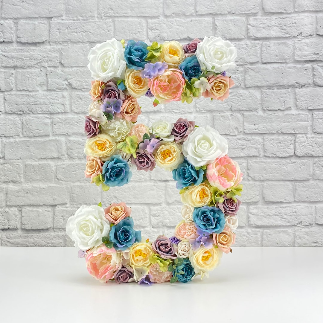 Floral Number 5 Happy Birthday Number With Flowers Silk Wedding Floral ...