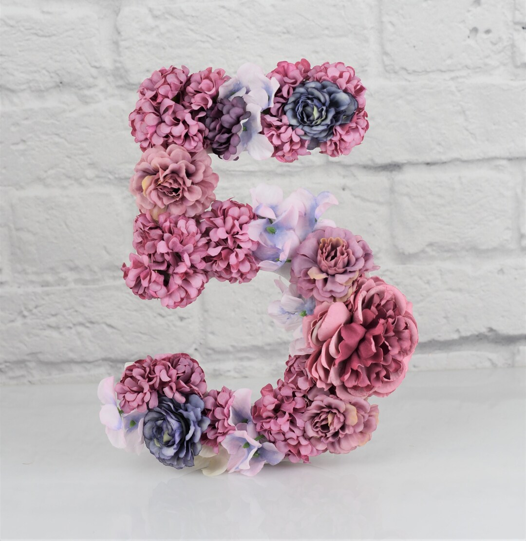 Flower Number 5 Birthday Decoration, Number With Flowers - Etsy