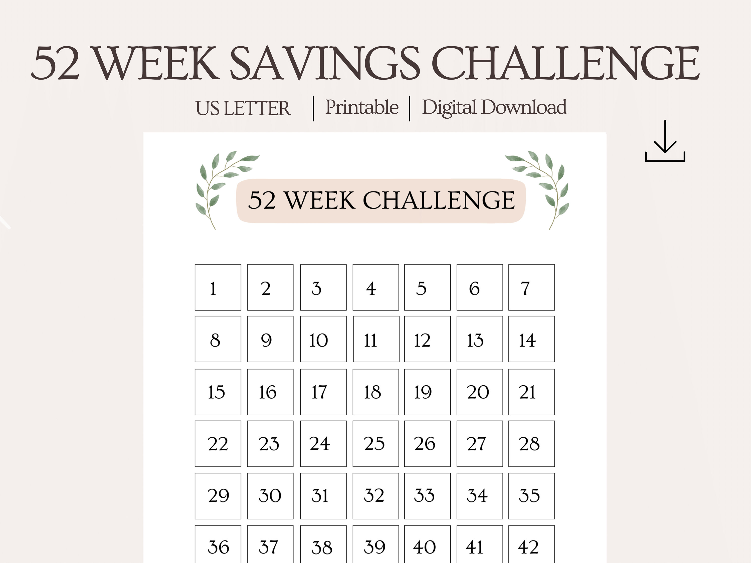 52 Week Money Challenge Printable With Months