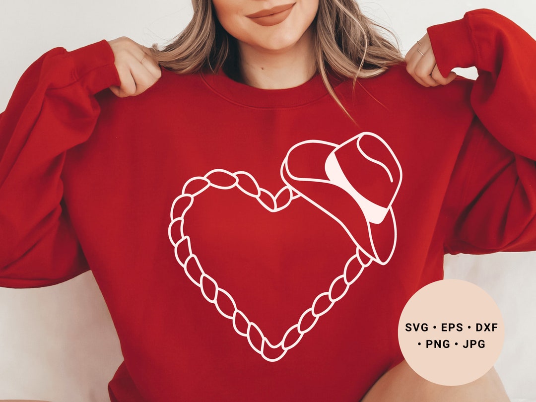 Heart Svg, Cowboy Heart Svg, Cowboy Hat Svg, Valentines Day Svg, Lasso ...