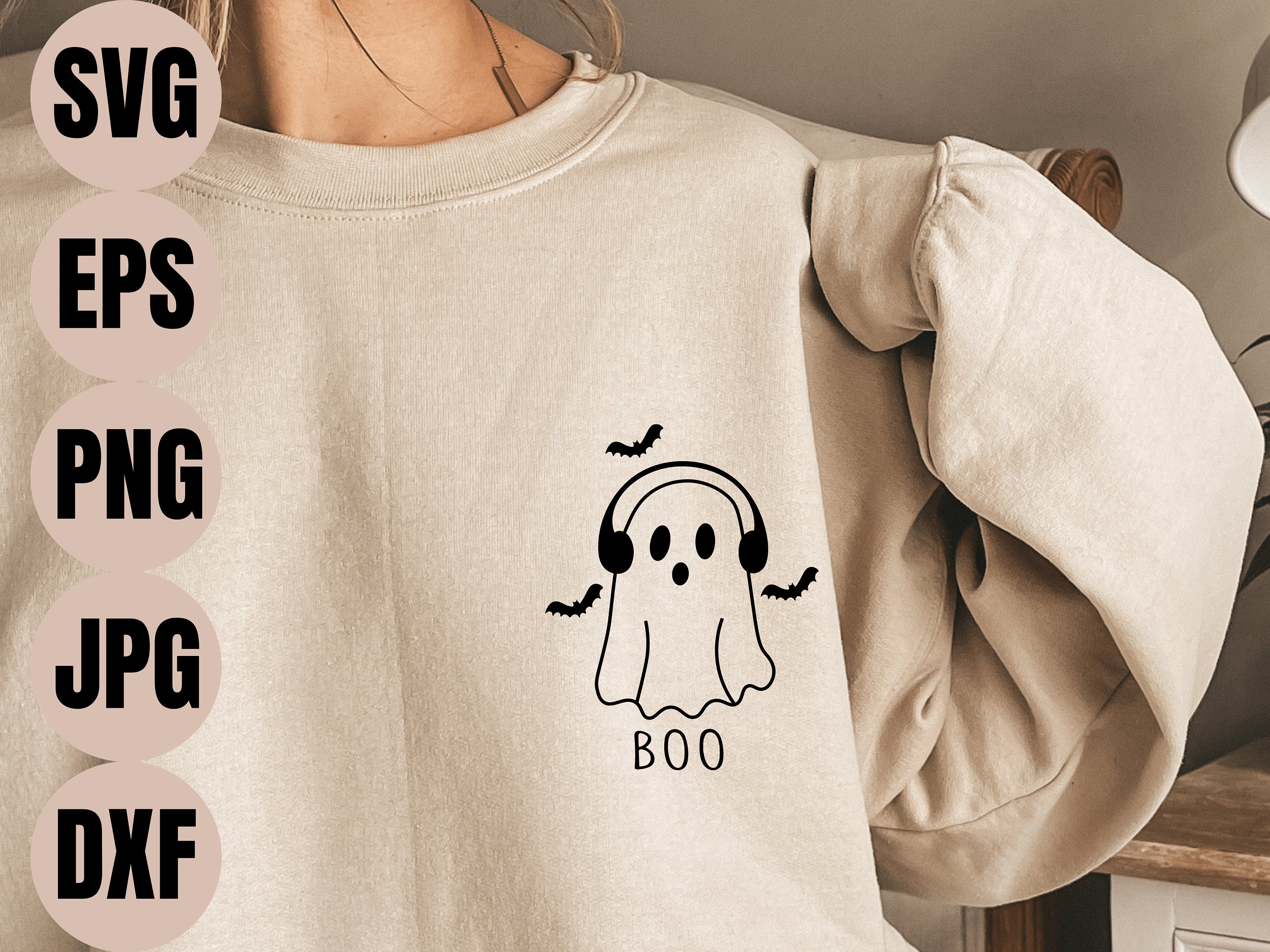 Ghost Svg Boo Svg Cute Ghost Svg Music Ghost Svg Bat Svg - Etsy