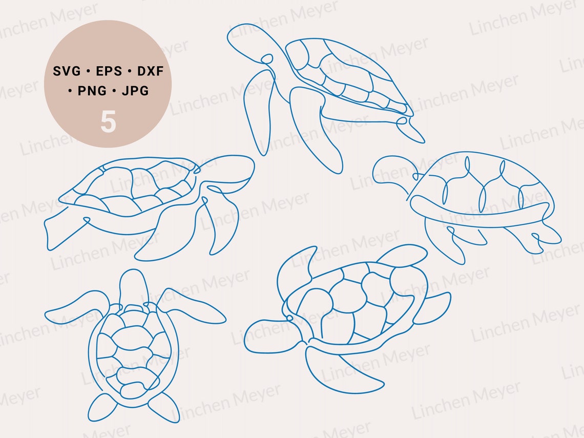 Turtle Svg Bundle,turtle Svg, Turtle Line Art, Hawaii Svg, Ocean Animal ...