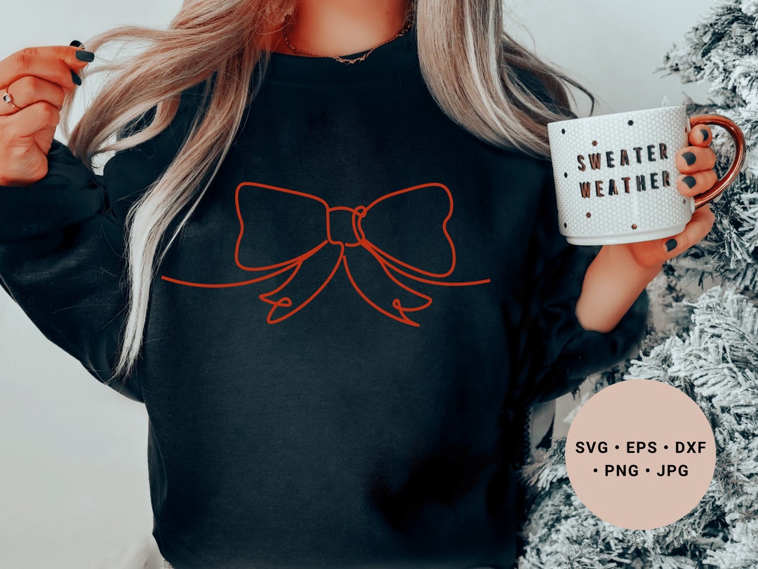 Bow Svg, Bow Line Art, Cricut Bow, Cheer Bow Svg,christmas Shirt Svg ...