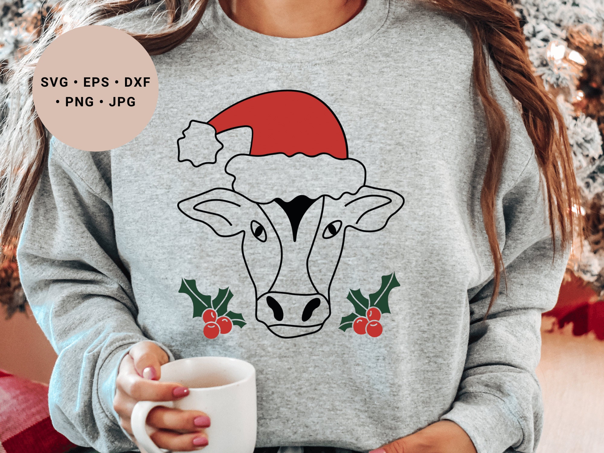 Christmas Cow Svg Mooey Christmas Svg Cow Svg Cowboy - Etsy