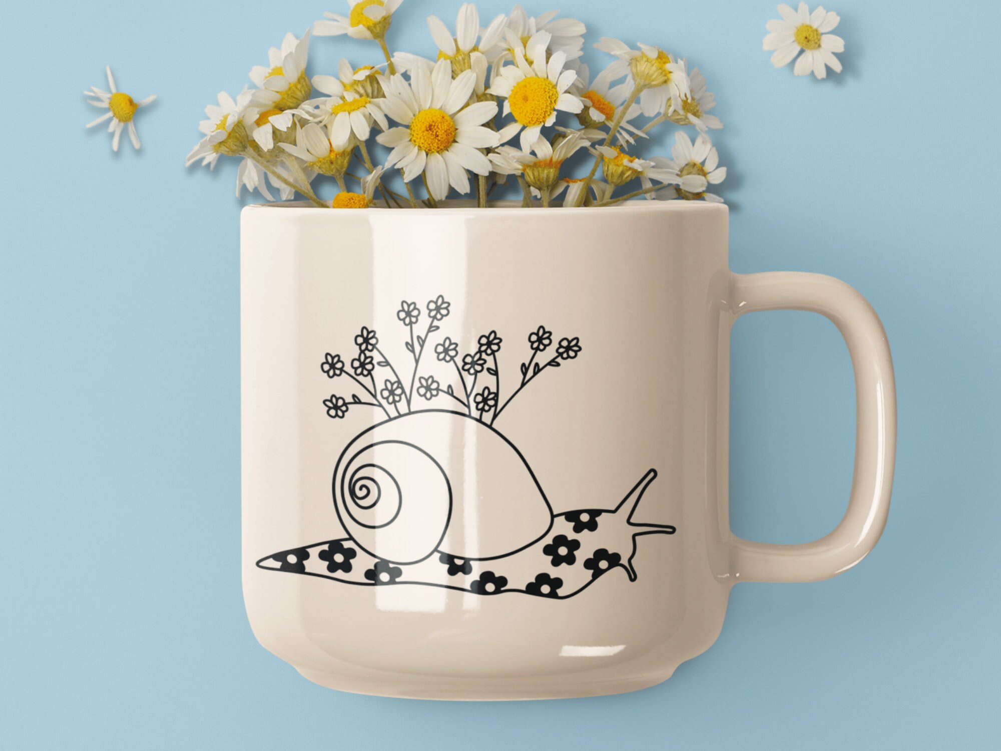 Snail Svg, Snail Clipart, Flower Snail Svg, Cute Snail Svg, Daisy Snail ...