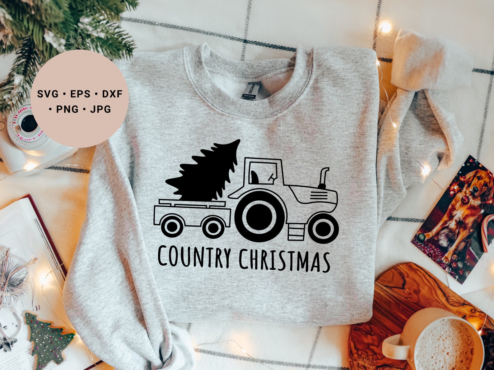 Country Christmas Svg, Tractor Svg, Christmas Truck Svg, Farmhouse ...