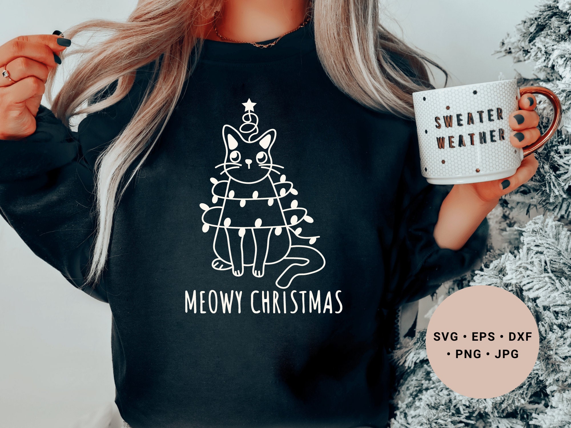 Meowy Christmas, Christmas Cat Svg, Meowy Christmas Svg, Cat Ornament ...