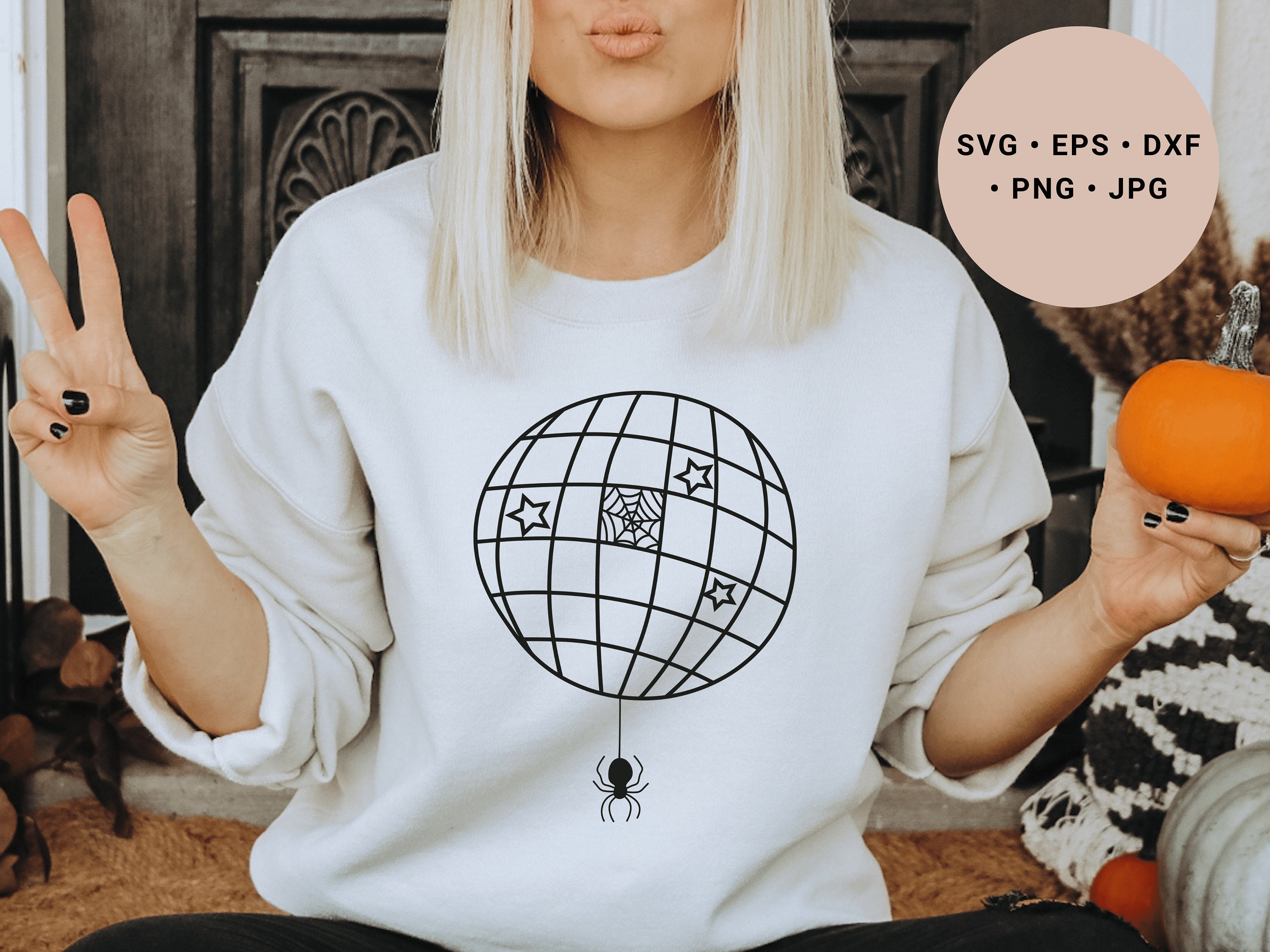 Disco Ball Svg Halloween Svg Spider Svg Groovy Svg - Etsy
