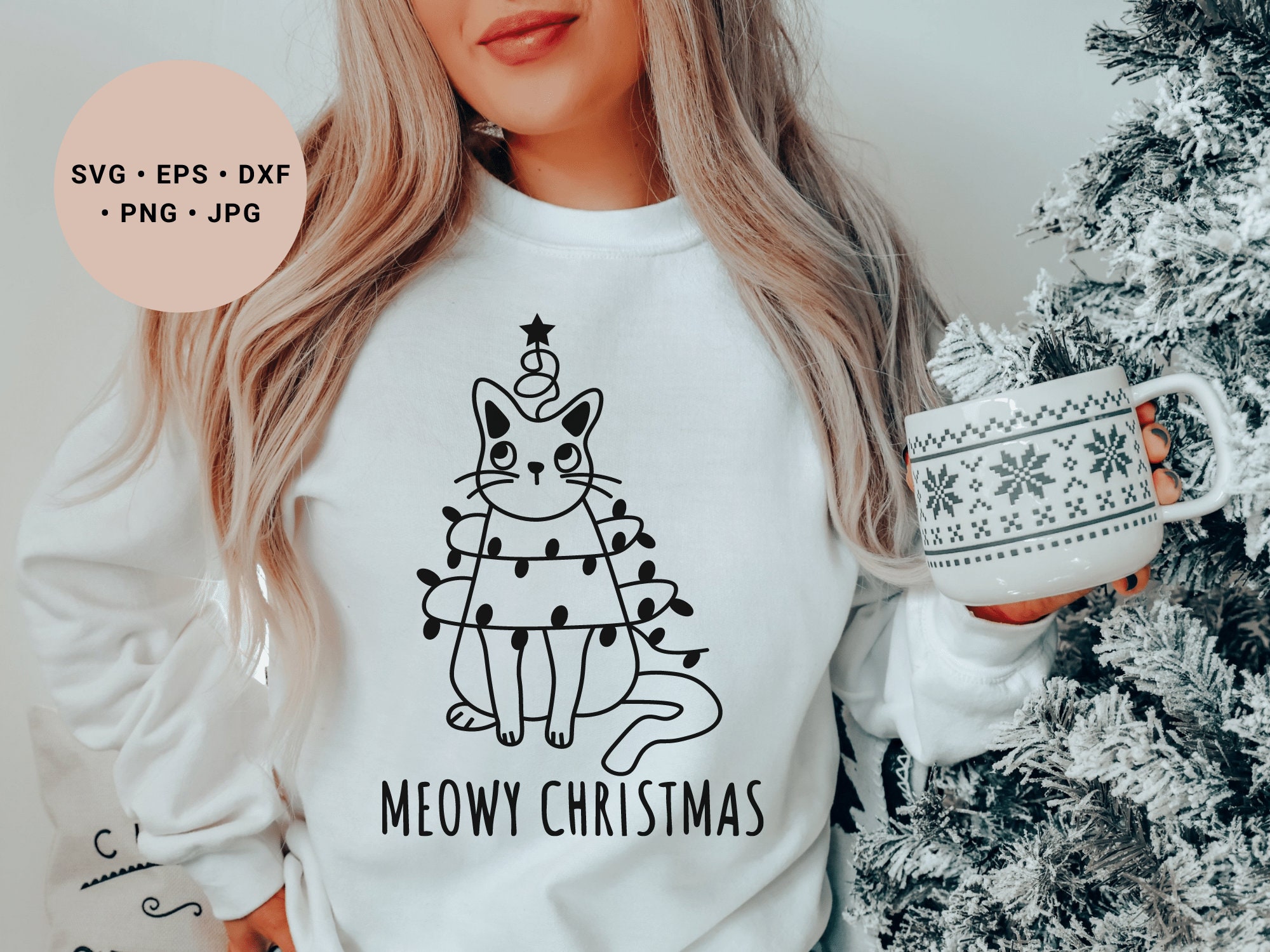 Meowy Christmas Christmas Cat Svg Meowy Christmas Svg Cat Etsy