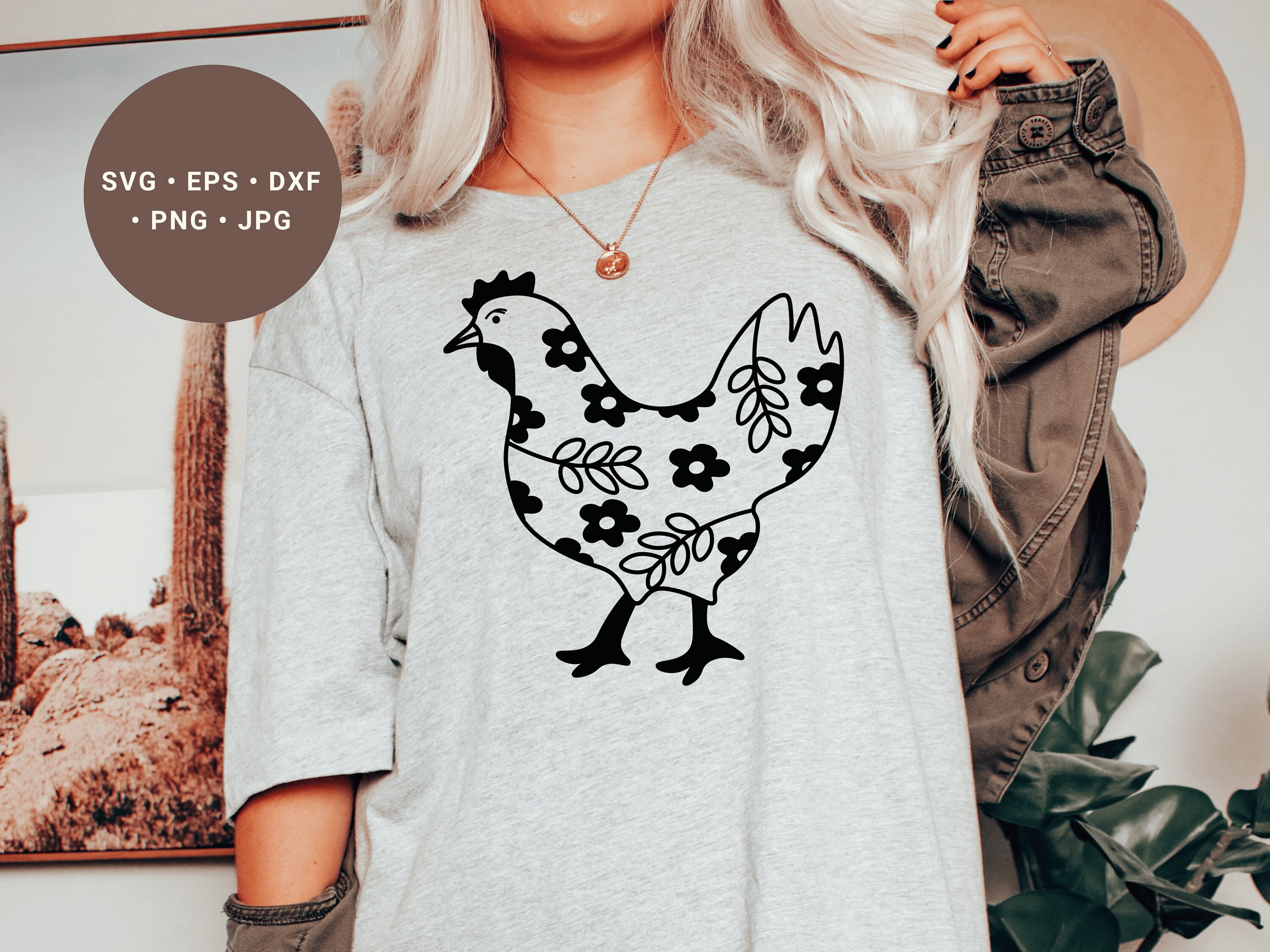Flower Chicken Svg, Floral Chicken Svg, Chicken Svg, Western Svg, Farm ...