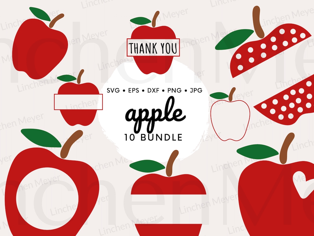 Apple Name Frame Svg Bundle, Apple Svg Cut File, Apple Heart Svg,apple ...
