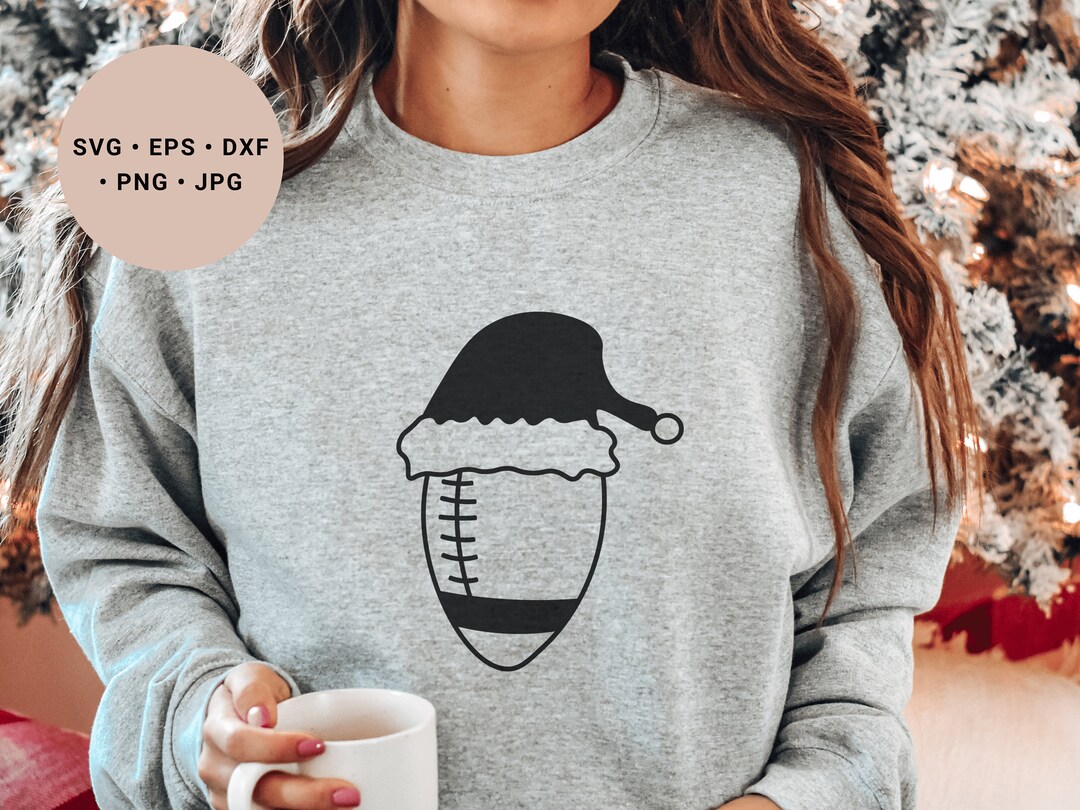 Christmas Football Svg, Football Svg, Santa Hat Svg, Football Brother ...