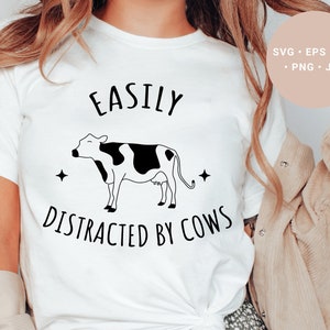 Easily Distracted by Cows, Cow Svg, Cute Cow Svg, Cow Head Svg, Cow ...