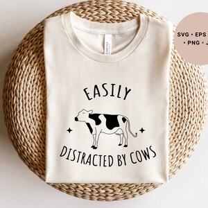 Easily Distracted by Cows, Cow Svg, Cute Cow Svg, Cow Head Svg, Cow ...