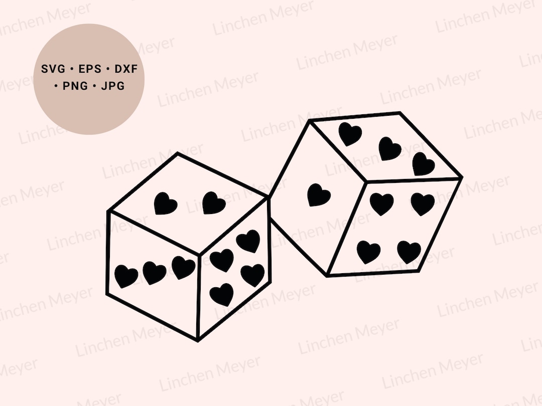 Dice Svg, Gaming Svg, Heart Svg, Valentine Svg, Love Svg, Two Dice Svg ...