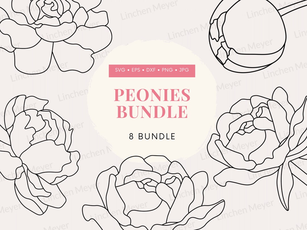 Peony Svg, Peony Vector, Peonies Svg, Libbey Glass Svg, Wildflower Svg ...